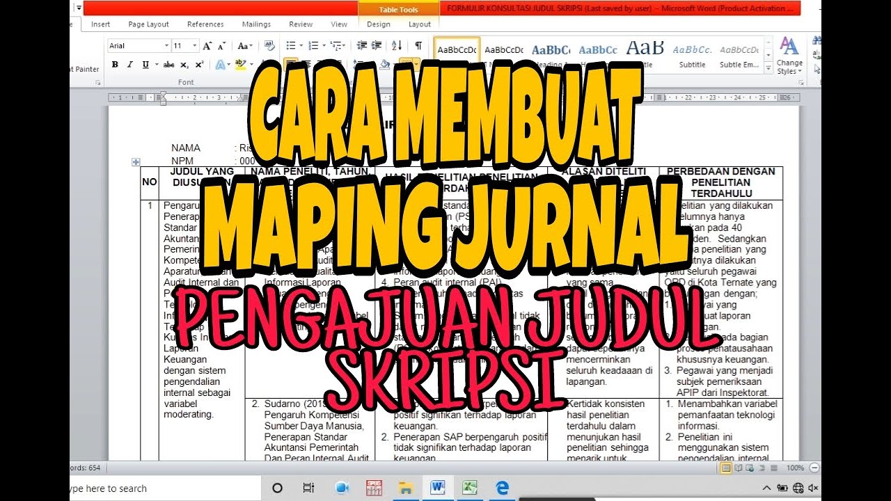 CARA MEMBUAT MAPING JURNAL | PENGAJUAN JUDUL SKRIPSI INTERPRETASI ...