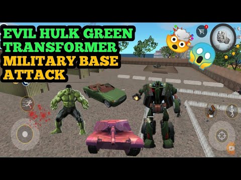 evil Hulk and green transformer military base attack in rope Hero vice ...