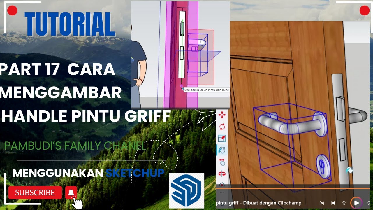 PART 17 CARA MENGGAMBAR HANDLE PINTU GRIFF MENGGUNAKAN SKETCHUP - YouTube