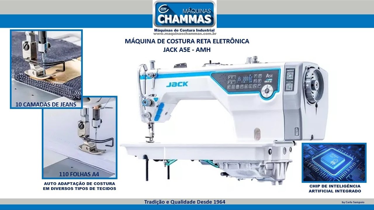 Máquina de Costura Reta Eletrônica - JACK A5E AMH - Costura Tecidos ...