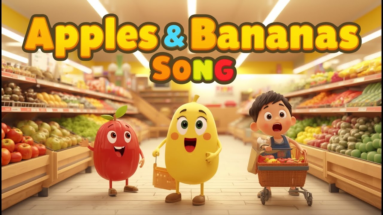 Apples & Bananas Songs! Grocery Store + Giggles Version | Nursery ...