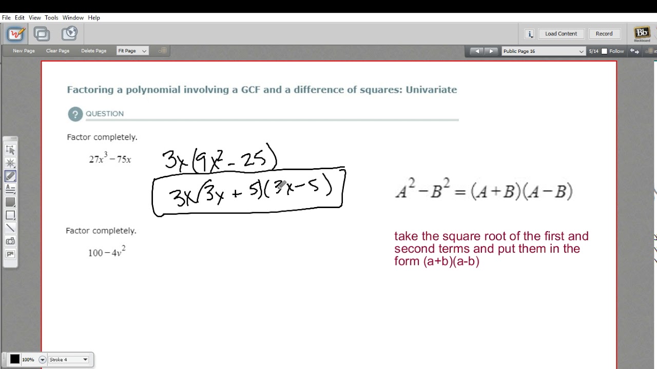 Factoring A Polynomial Involving A GCF And A Difference Of Squares factoring-a-polynomial-involving-a-gcf-and-a-difference-of-squares
