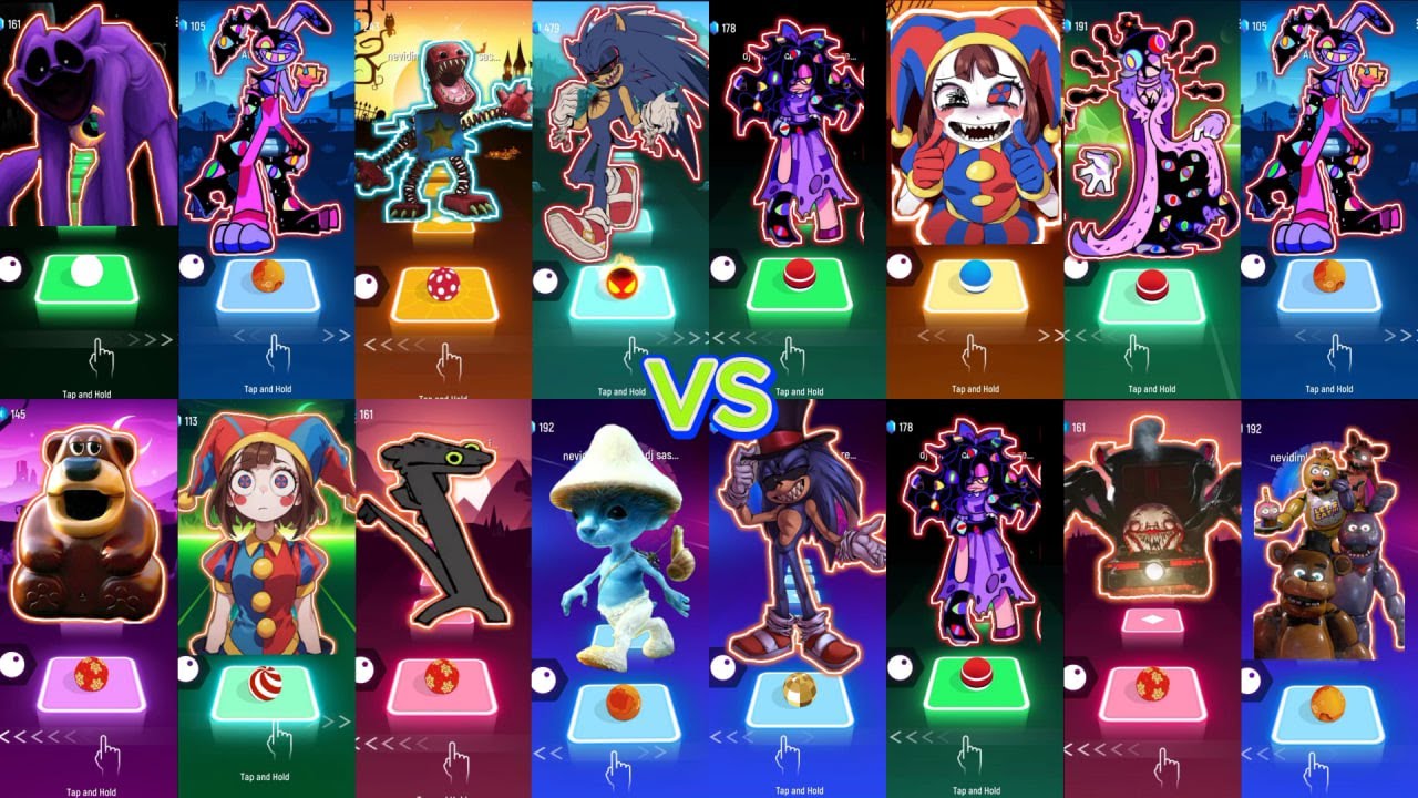 mega Scary tiles Hop // Digital circus, sonic, pomni, catnap, Freddy ...