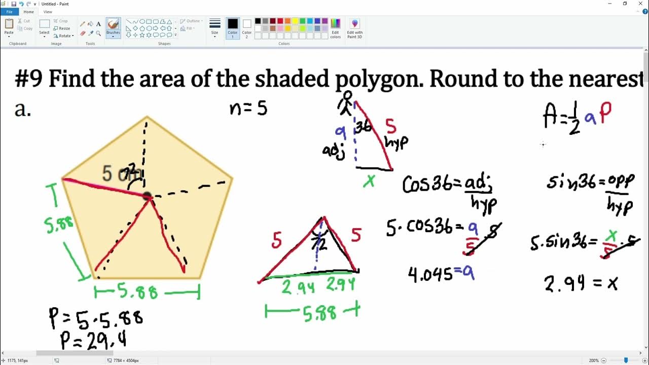 Find the area of the shaded polygon. Requires Trig ratio to solve. #9 - YouTube