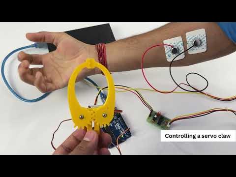 Controlling a Servo claw and LED bar using EMG | Muscle BioAmp BisCute ...
