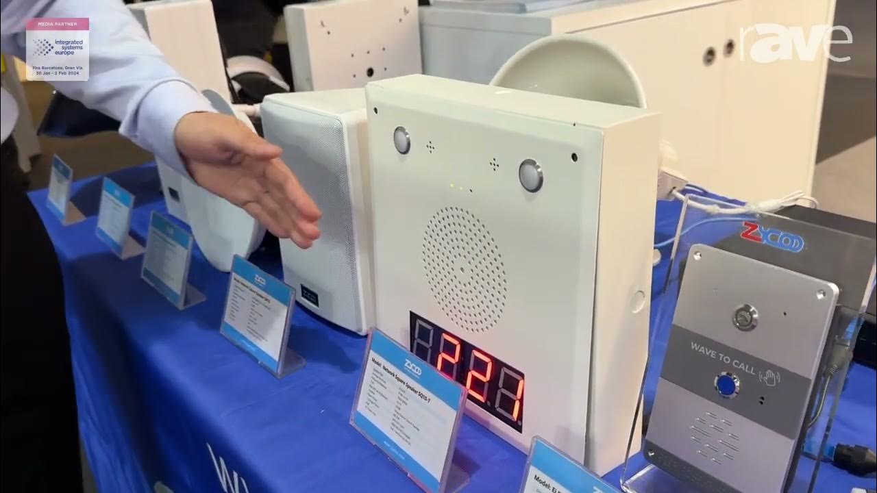 ISE 2024: ZYCOO Shows SIP-Enabled Network Square Speaker SQ10-T with Time Display - YouTube