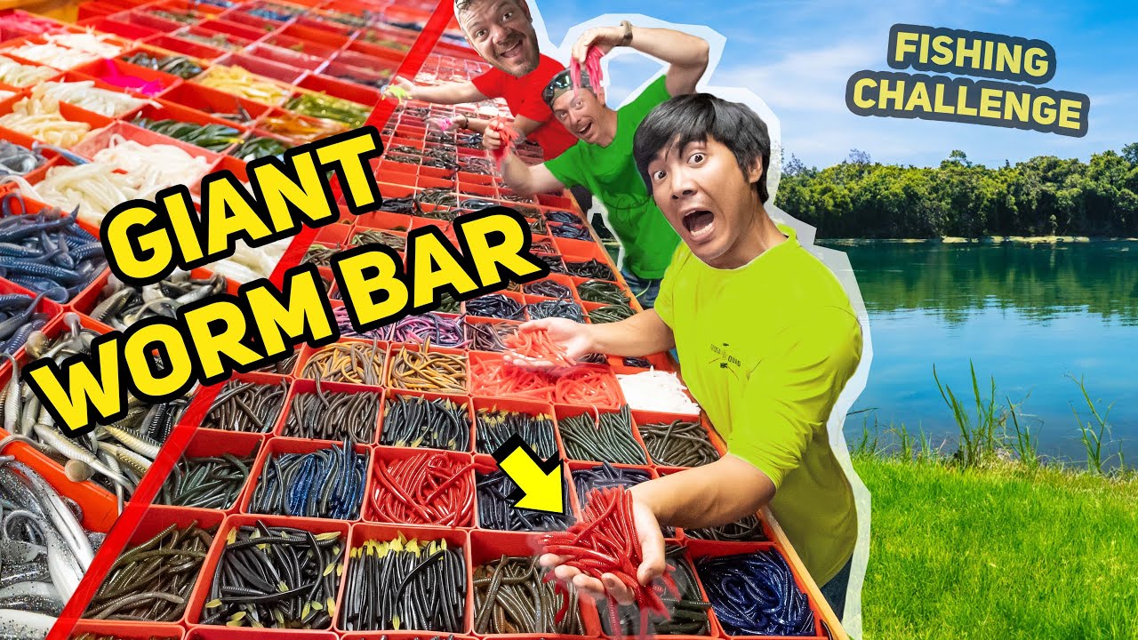 WORLD'S LARGEST 1v1v1 Worm Bar BUDGET Fishing CHALLENGE! - YouTube