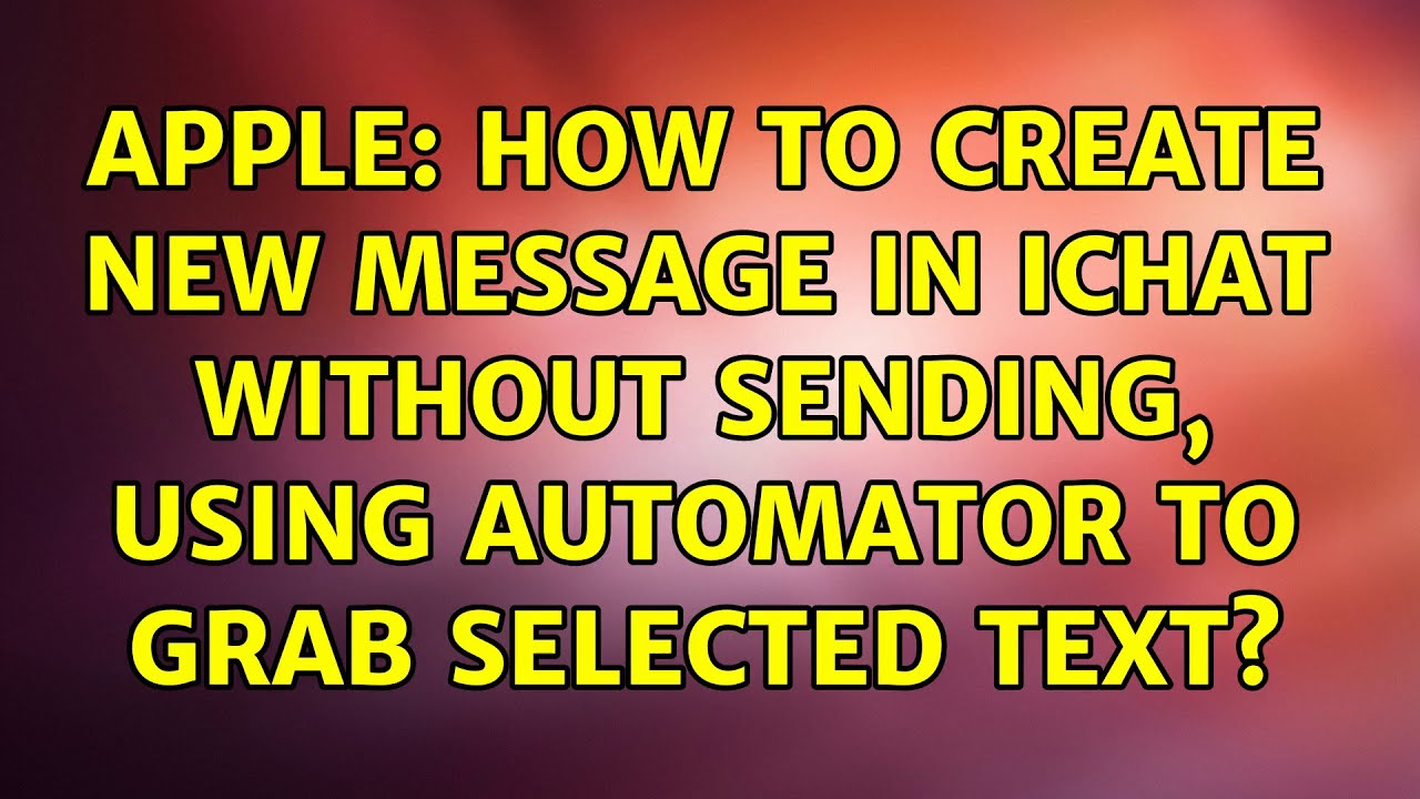 Apple: How to create new message in iChat without sending, using ...