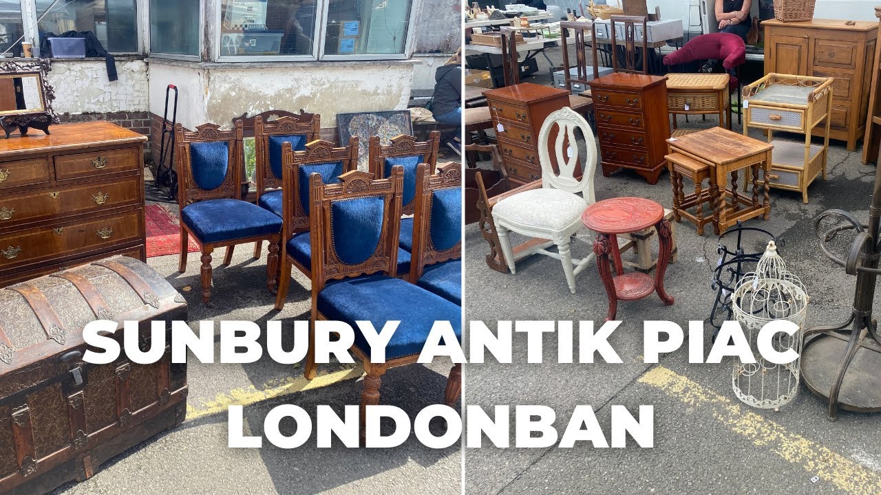 HATALMAS Antik piacon jártam | Sunbury Antik Piac Londonban - YouTube