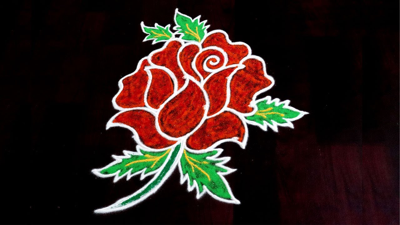 Rose Design Rangoli Giri USA Kolam Stickers | Velvet Rangoli | Om