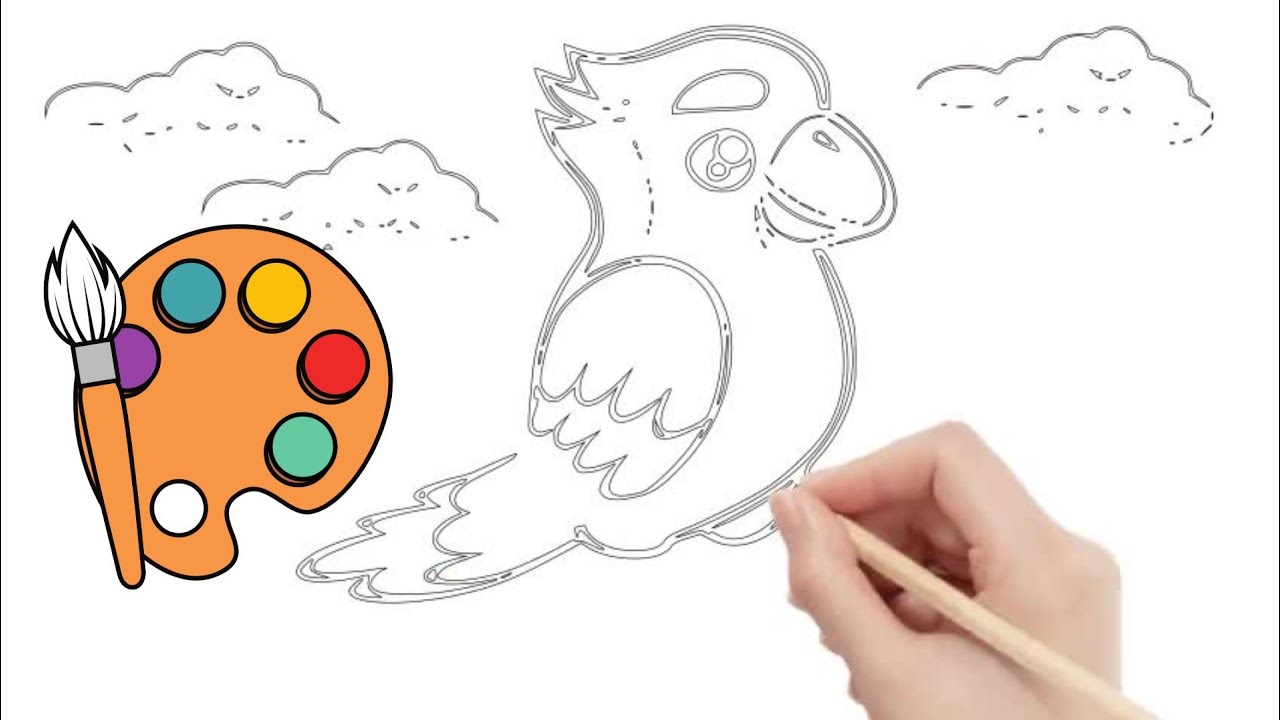 Main tota Hare rang ka| Draw and color | Hindi rhymes with coloring ...