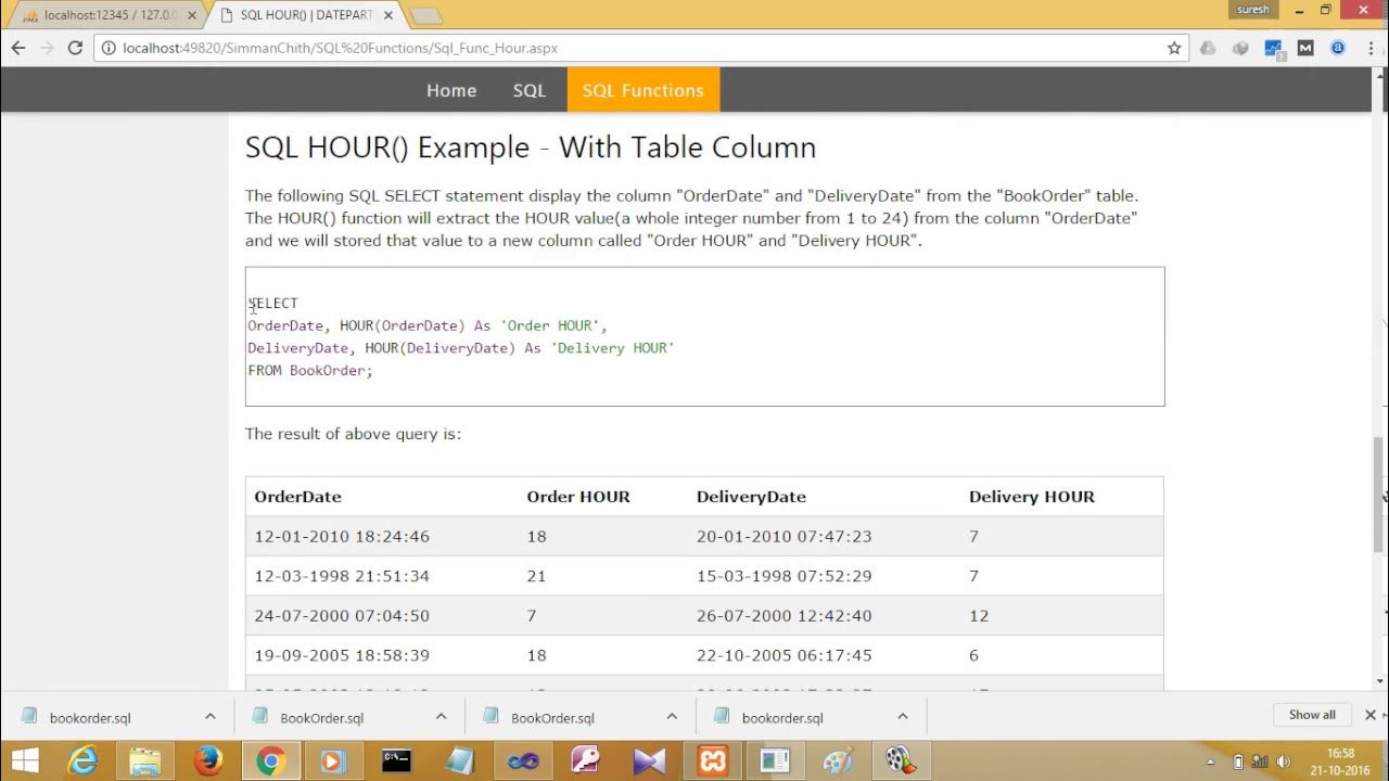 SQL HOUR() Function - YouTube