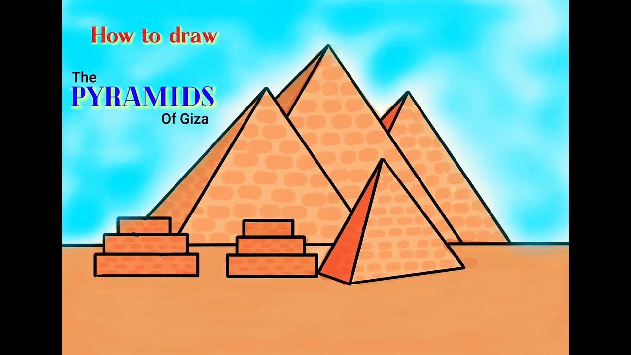 How to draw Pyramids of Giza | Easy pyramid drawing for kids| Egyptian ...