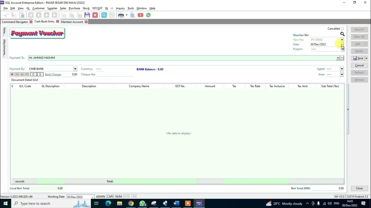 PART 6 - PENGGUNAAN PAYMENT VOUCHER SQL ACCOUNTING - YouTube