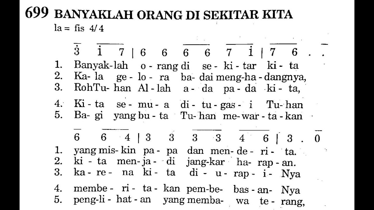 [Not dan Lirik] BANYAKLAH ORANG DI SEKITAR KITA - Puji Syukur No. 699 ...