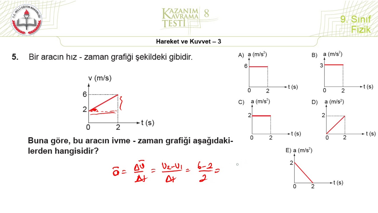 9.Sınıf MEB Fizik Kazanım Kavrama Testi-8 +PDF (Kuvvet ve Hareket-3 ...