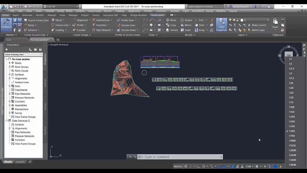 Membuat Cross Section & Volume Material di Autocad Civil 3d - YouTube