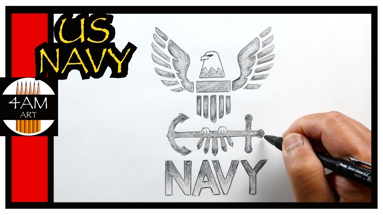 How to Draw the US NAVY LOGO - YouTube