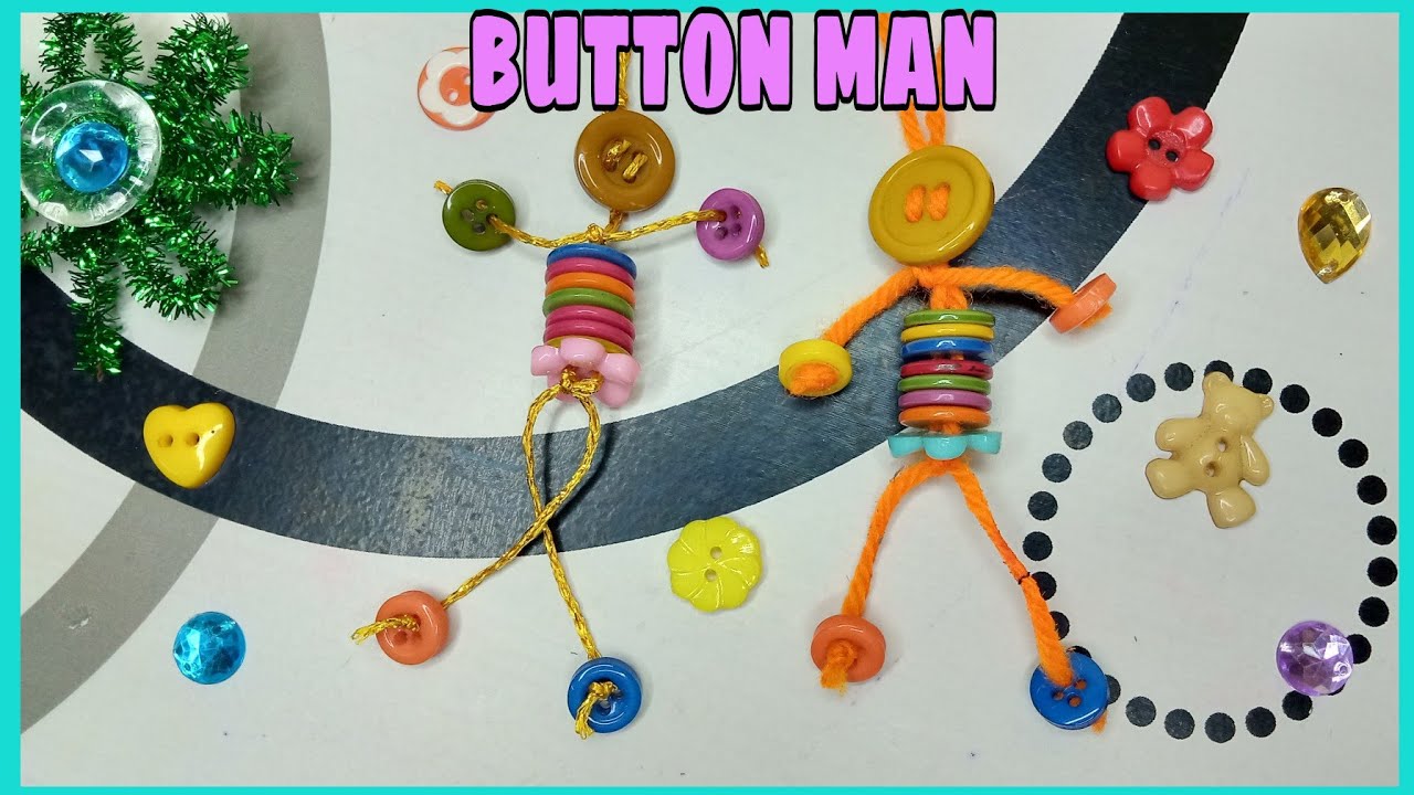 How to make a button man simple and easy.button craft tutorial.button ...