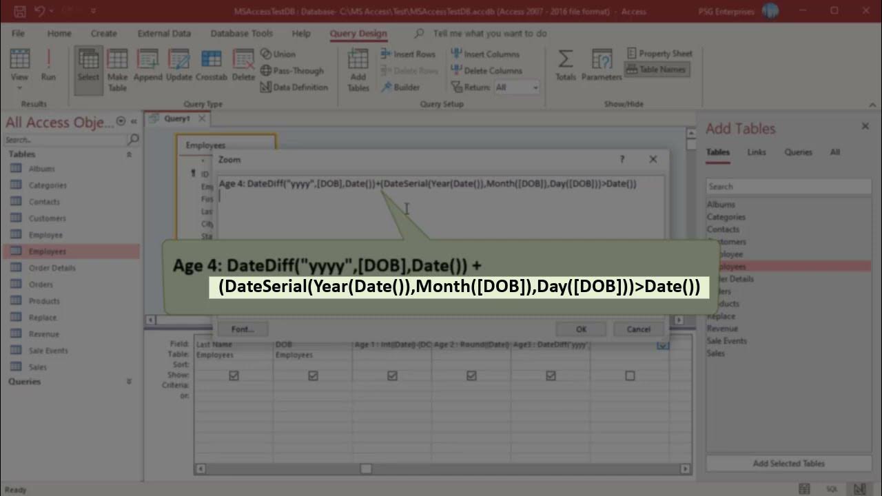 How to Calculate Age in years in MS Access - Office 365 - YouTube