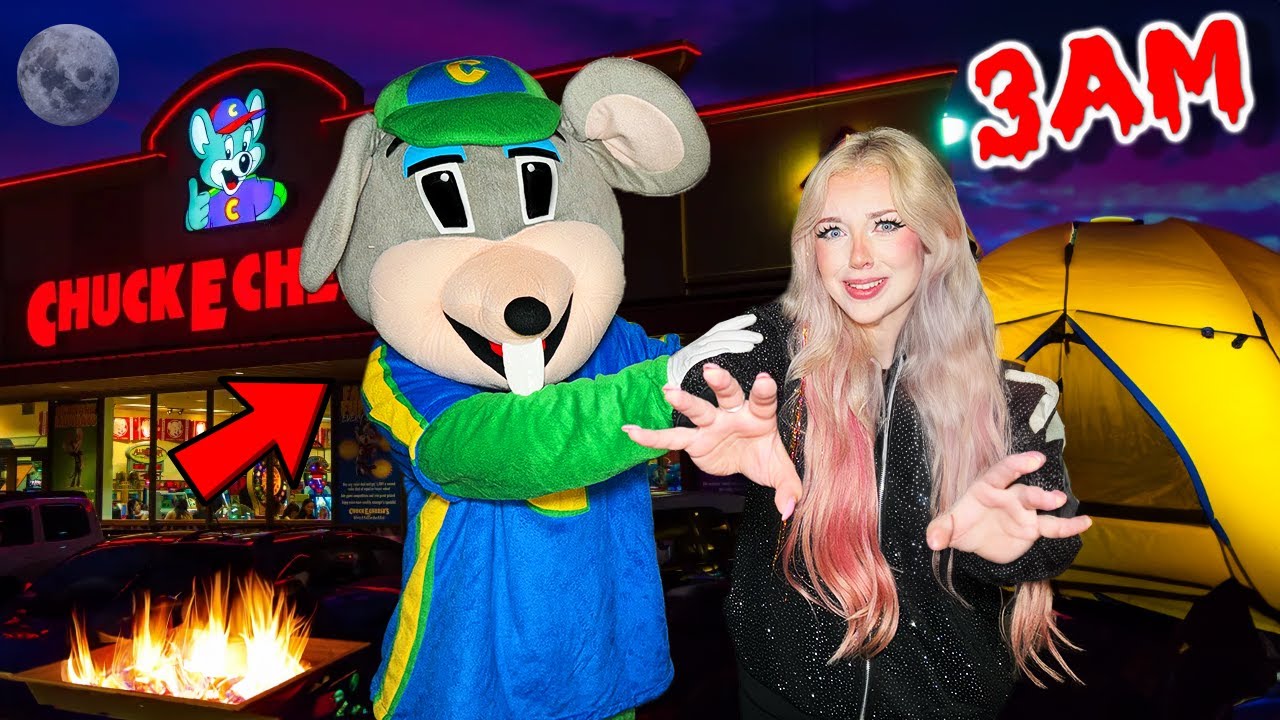 DO NOT CAMP OVERNIGHT AT CHUCK E CHEESE (*3AM CHALLENGE*) - YouTube