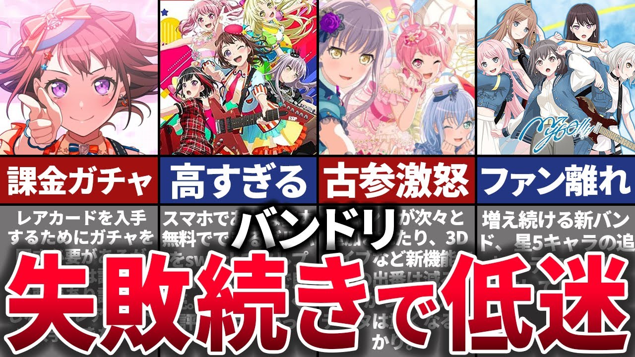 【ゆっくり解説】新バンドが不評でオワコン化衰退の一途をたどる音ゲー【バンドリ】 Youtube