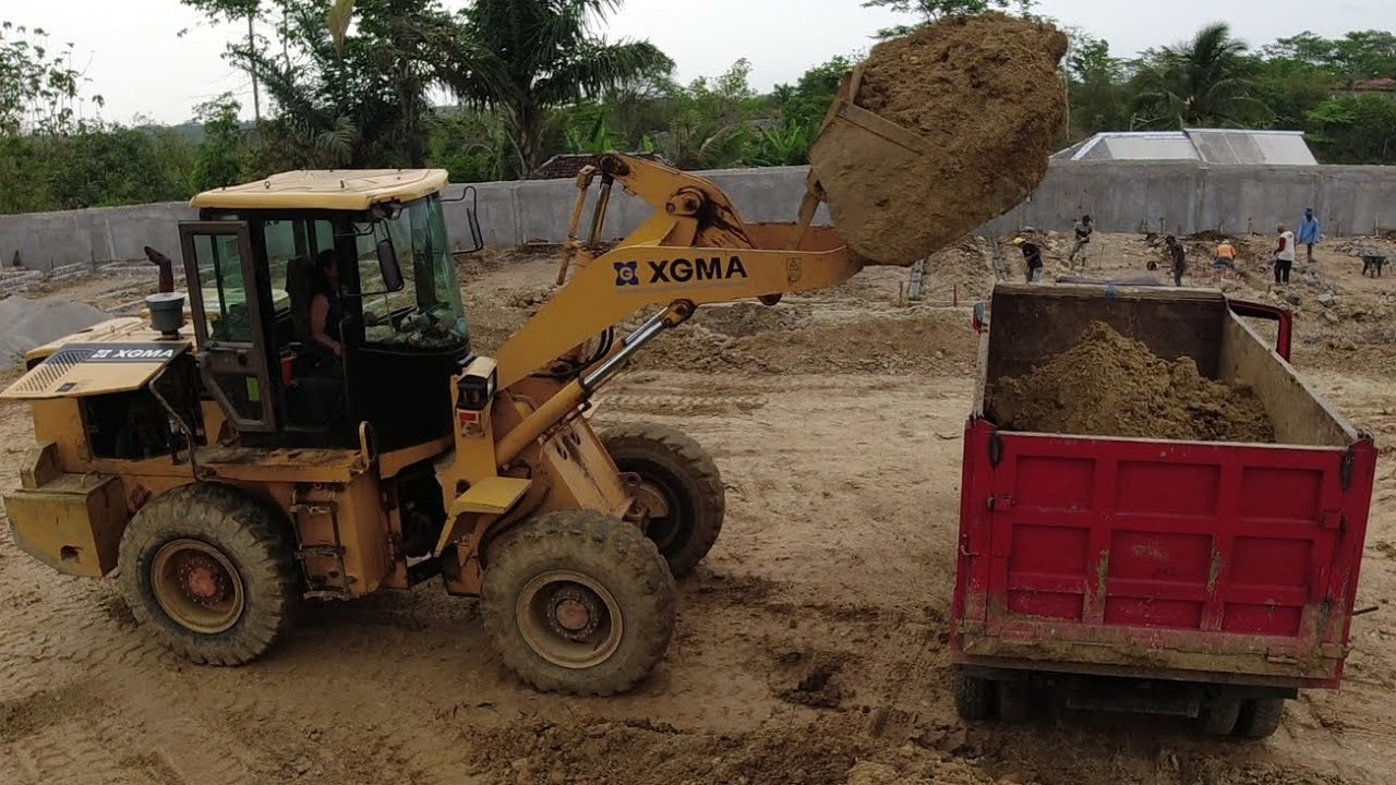 Heavy Equipment Machines Working Wheel Loader Loading Trucks / Alat ...