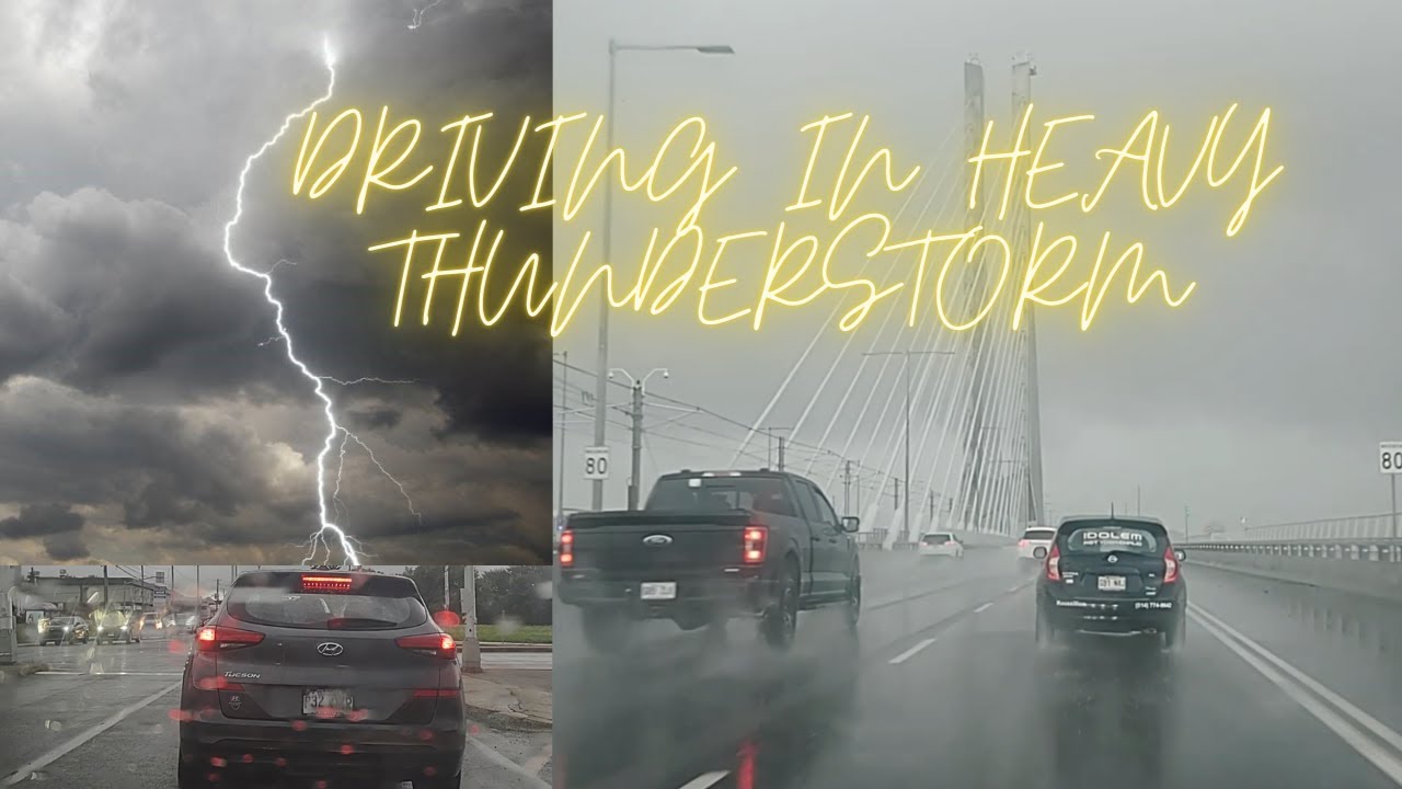 Car Driving in Heavy Thunderstorm | Real footages in the Heavy Rain ...