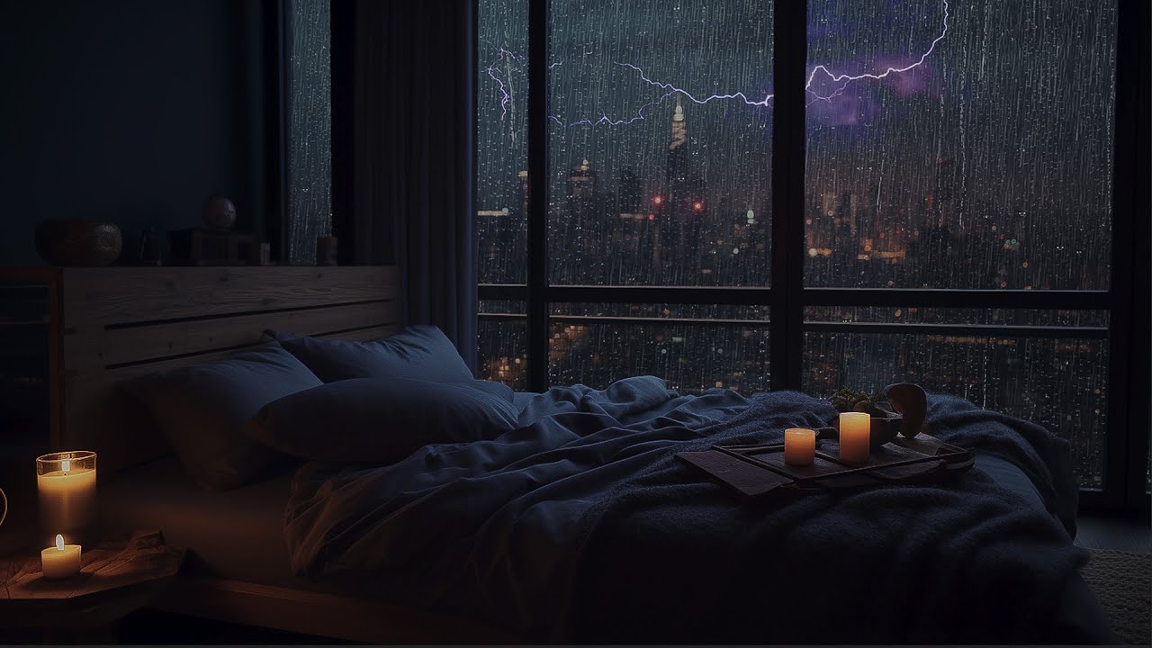 Rainy Night with Cozy Bed | Sleep Instantly Within 5 Minutes With Heavy ...