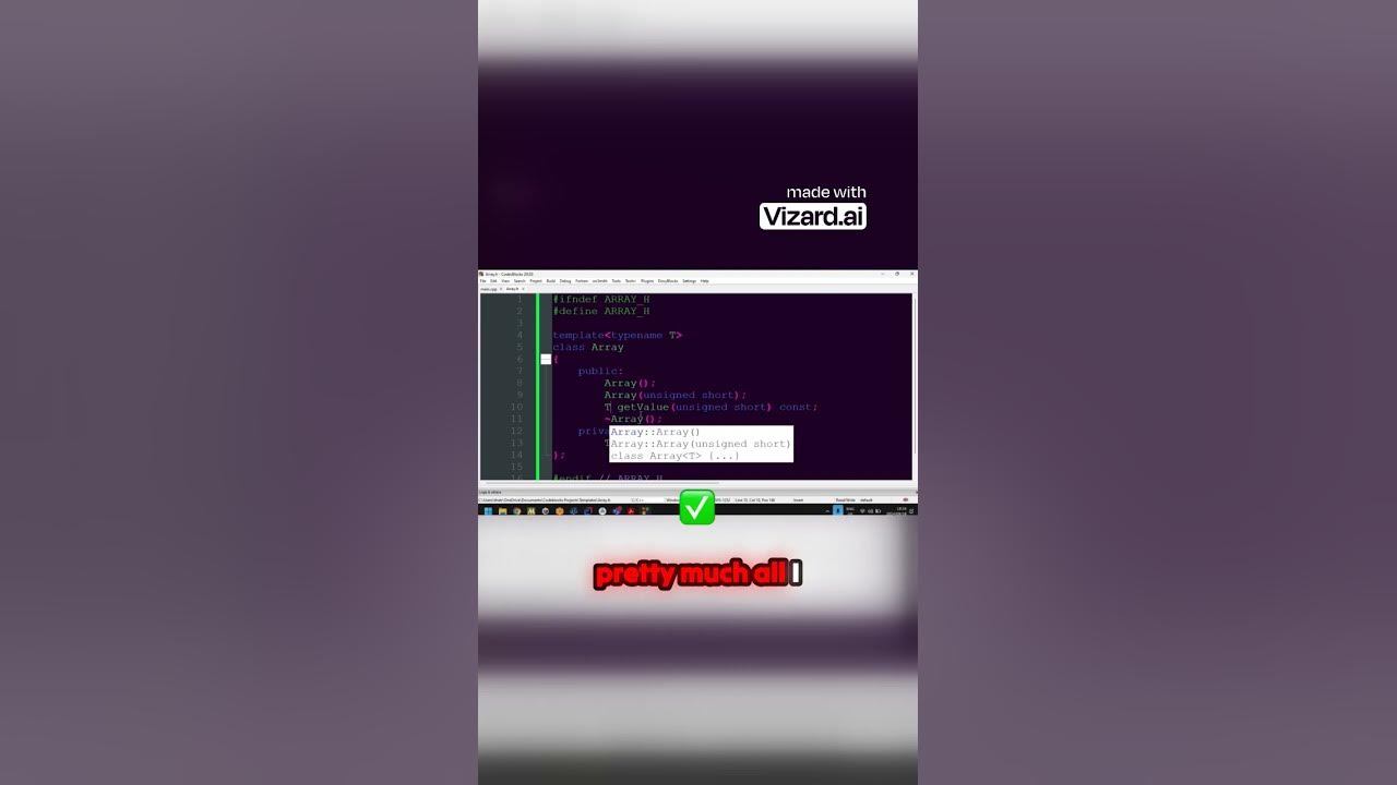 Creating a Templated Array Class in C++ #programming #shortsvideo #shorts #shortvideo #short # ...