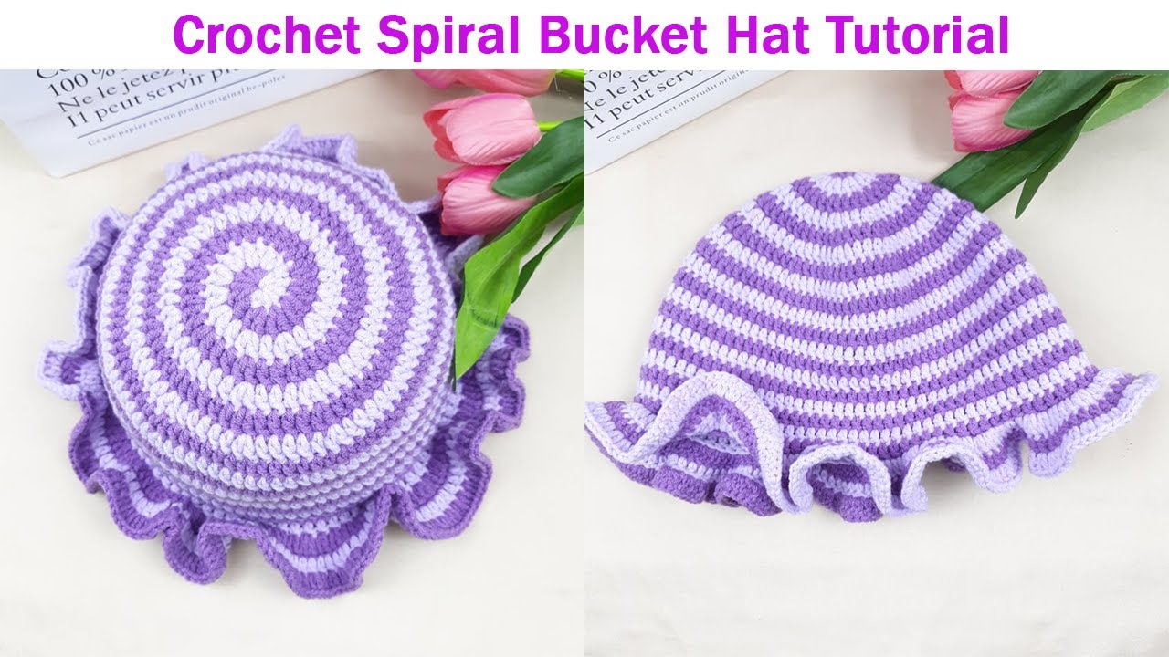 How to crochet Spiral Bucket Hat - Crochet hat tutorial - YouTube