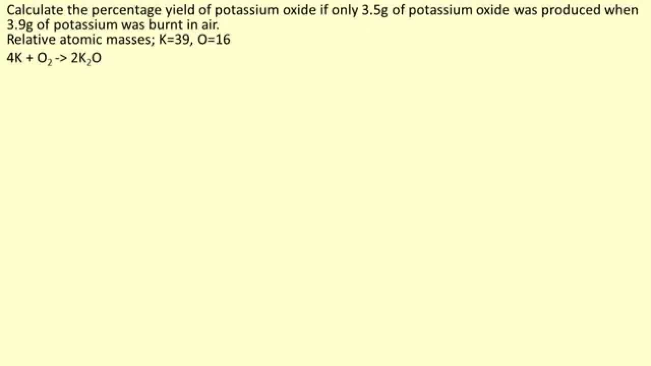 Percentage yield calculation tutorial - YouTube
