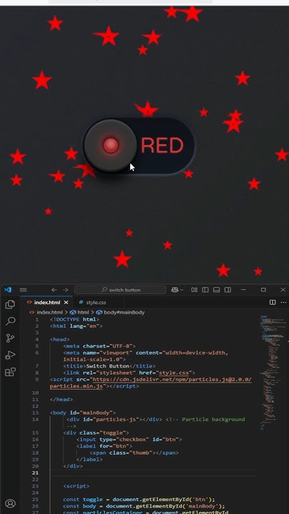 HTML CSS ANIMATION switch button slow transition with particles by using#javascript #shots # ...