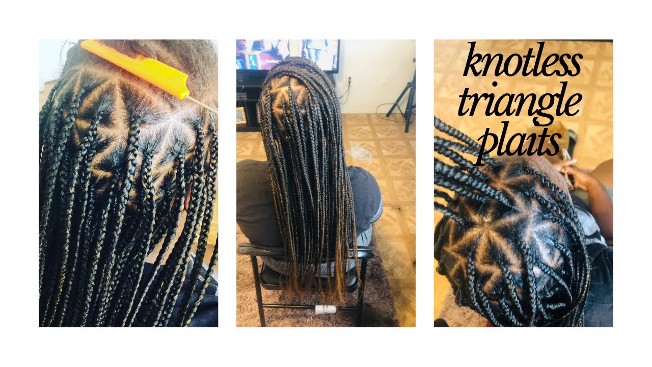 Triangle Knotless plaits ( first time) - YouTube