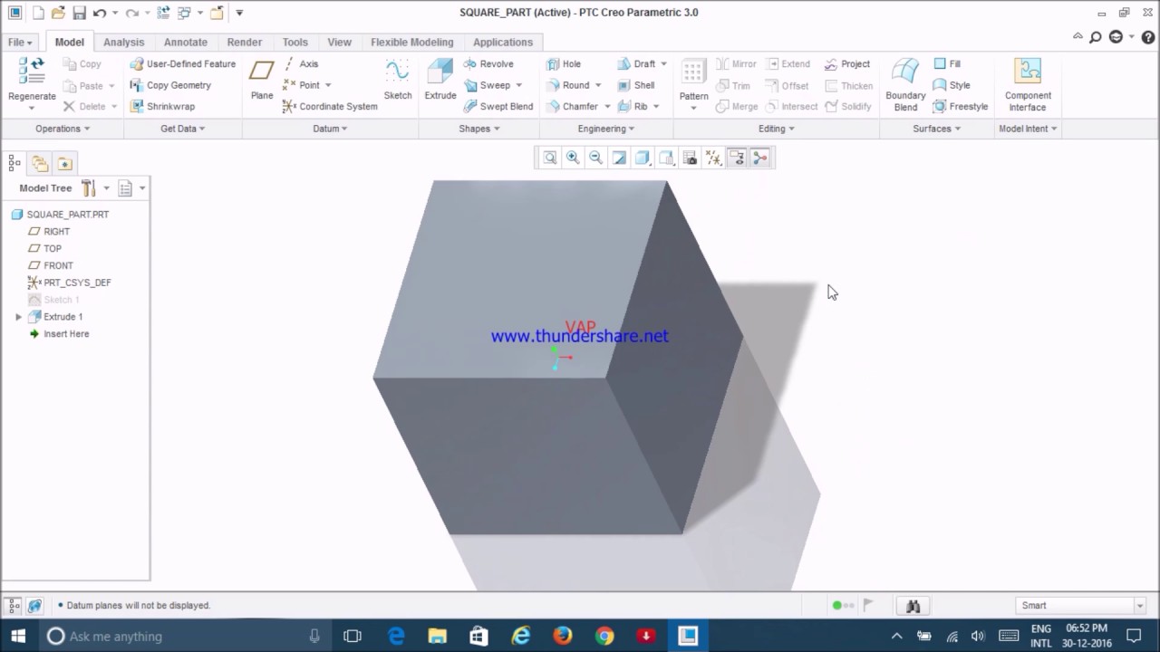 How To Make Square In Creo 3.0 - YouTube