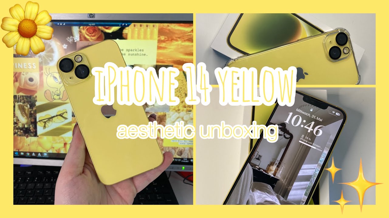 iPhone 14 Yellow Aesthetic Unboxing 💛| kirikawaii - YouTube
