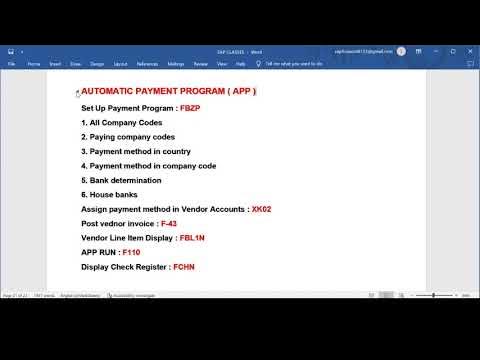 25 Automatic Payment Program - APP (Account Payable) in Sap Fico - FBZP/F110 - YouTube