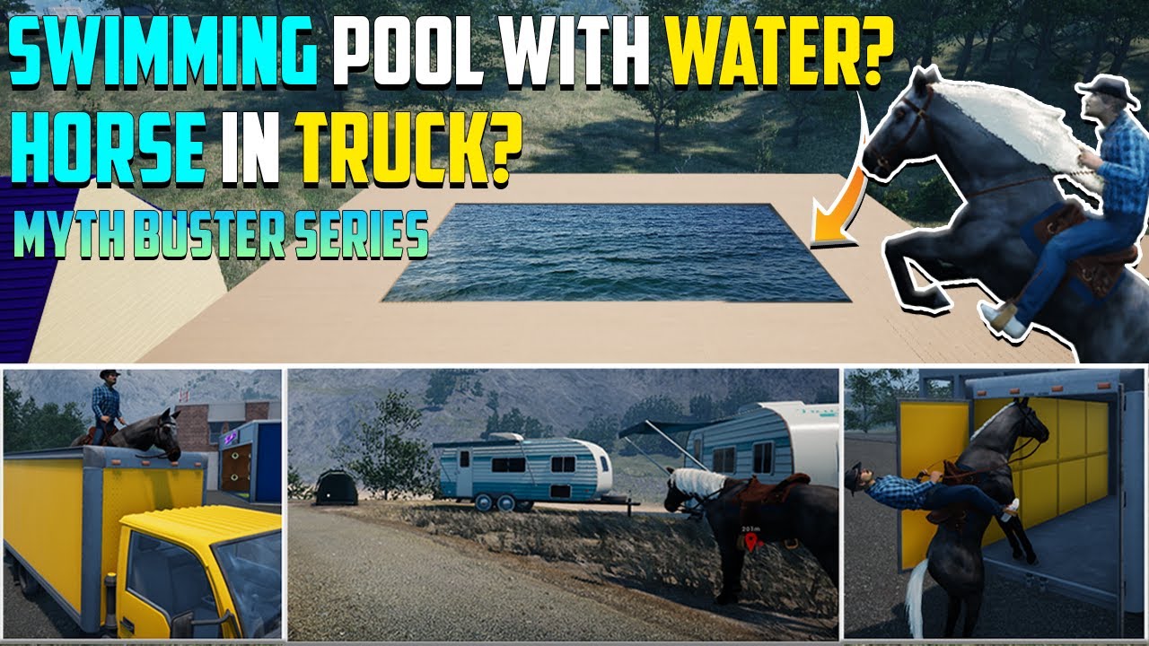 Ranch Simulator - I Made A Swimming Pool With Water? - Horse In Truck ...