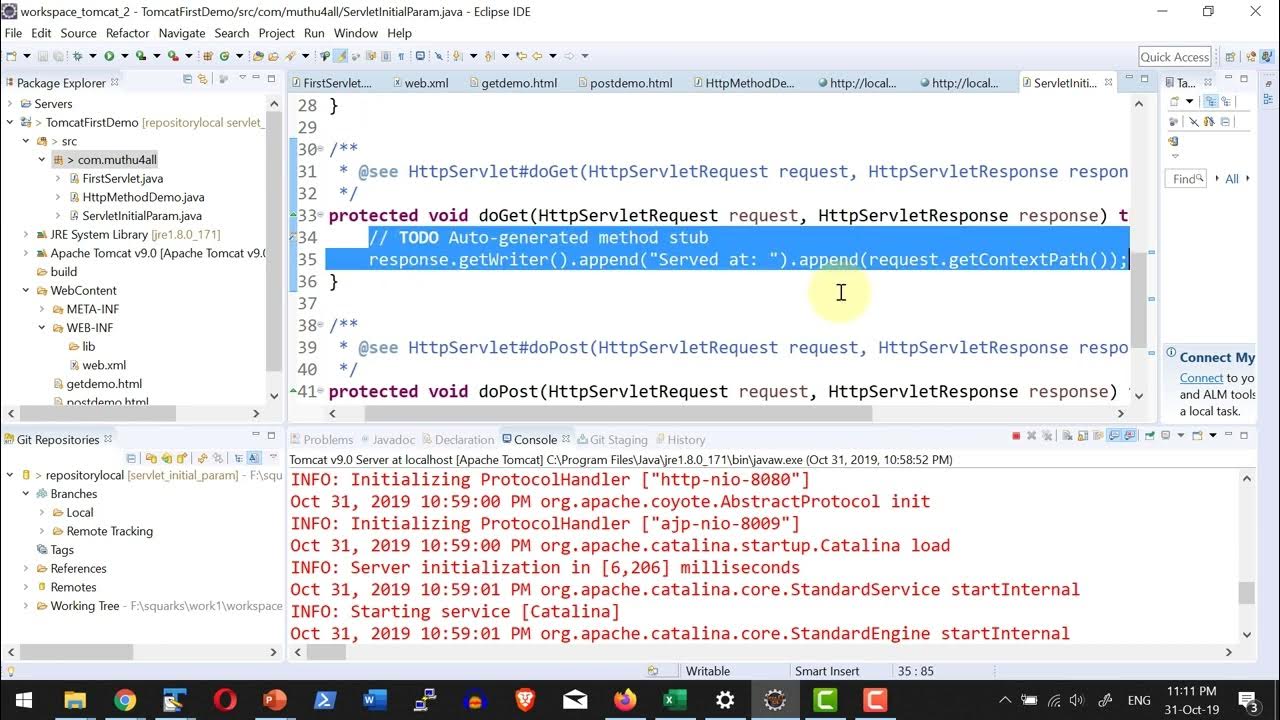 Apache Tomcat - JSP - Servlet - Read Servlet Initial Param - Video 16 - YouTube