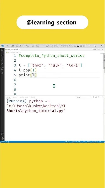 Remove item by Position from list - Python | Learning Section - YouTube