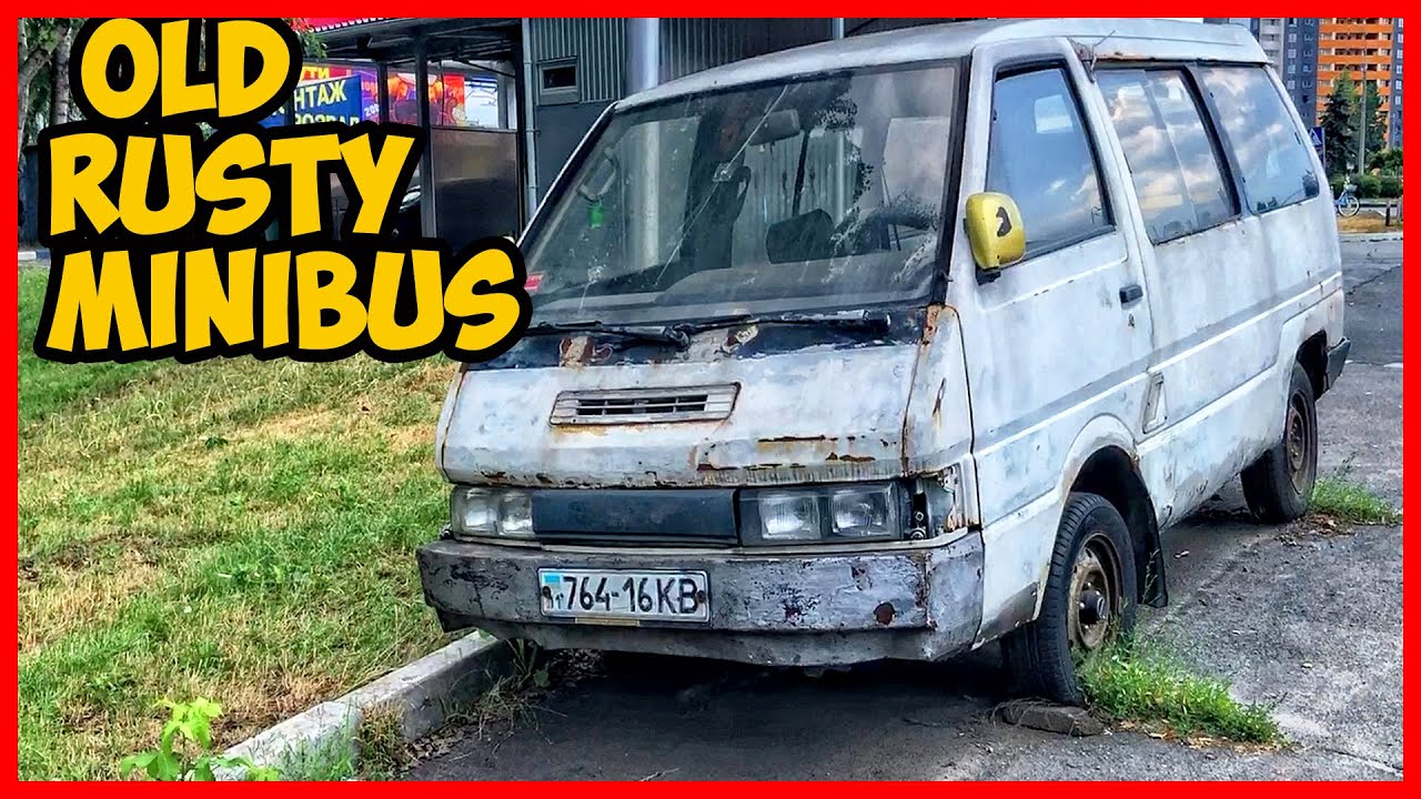 Abandoned Nissan Vanette Minibus. Abandoned Japan car. Rusty old bus ...