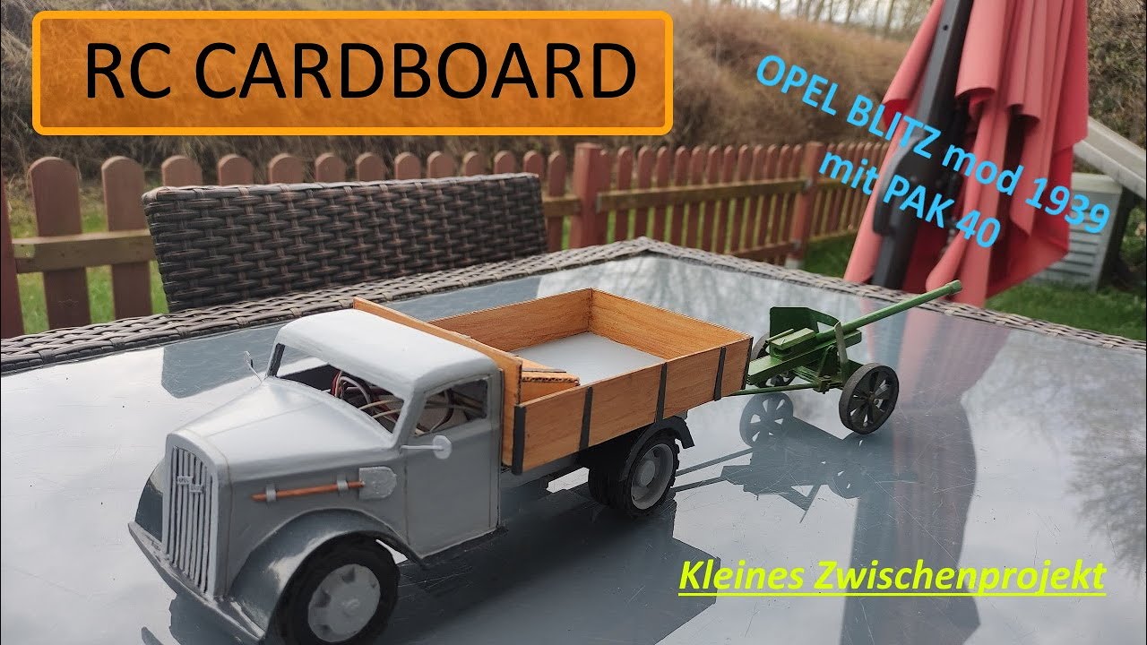 RC Opel Blitz mit PAK 40 :Build and Drive: From Cardboard - YouTube