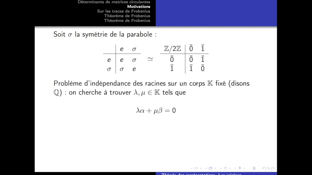 Origines de la théorie des représentations 1/2 - YouTube