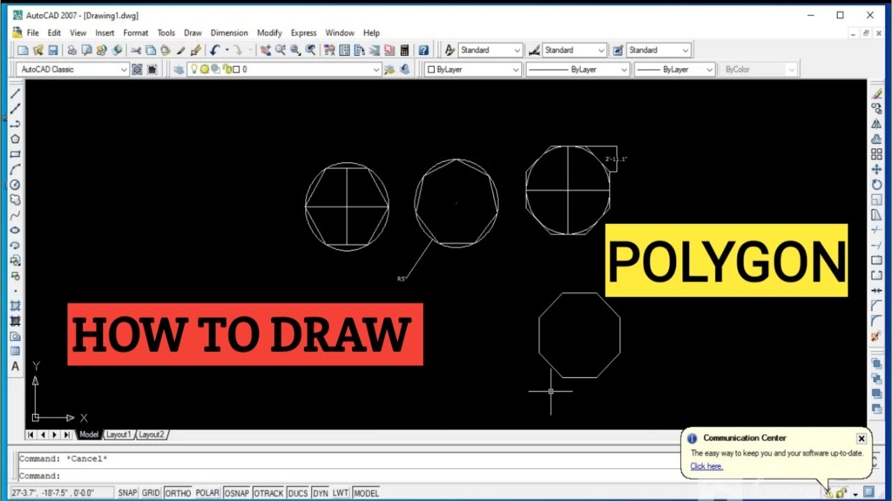 How to Draw Polygon in AutoCAD | Inscribed, Circumscribed, Edge I By ...