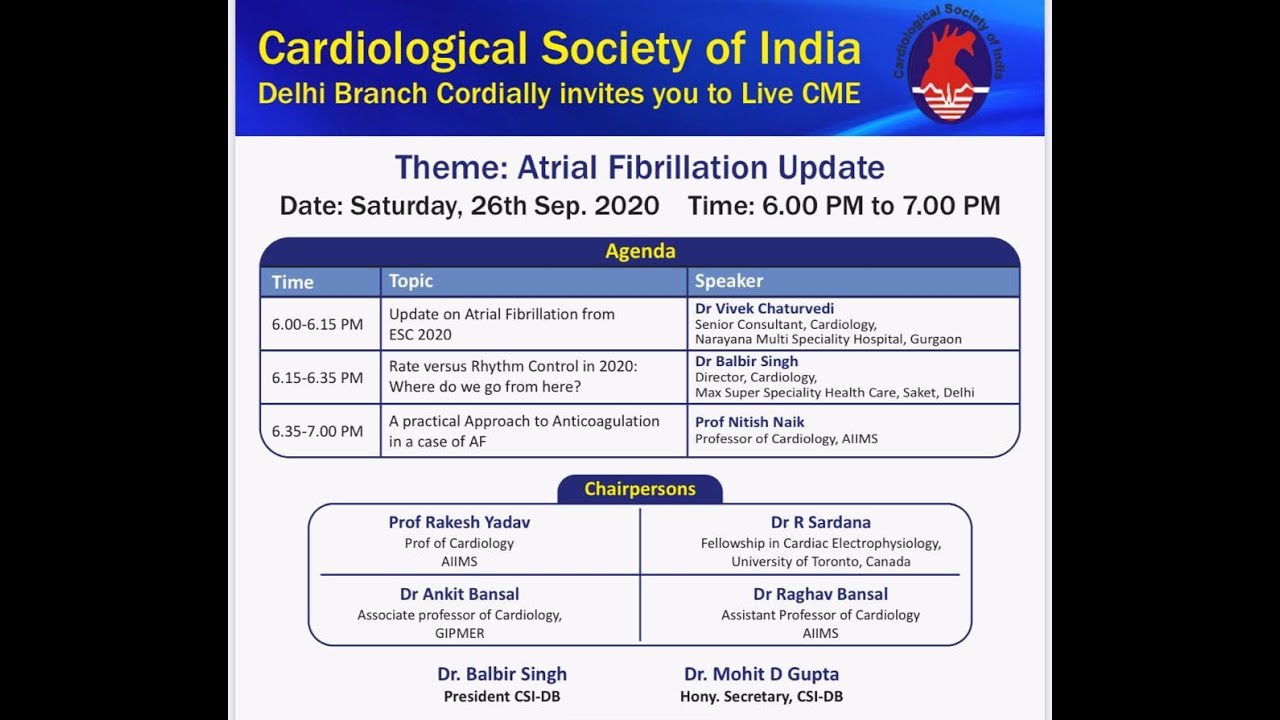 Atrial Fibrillation update: Delhi CSI Webinar - YouTube