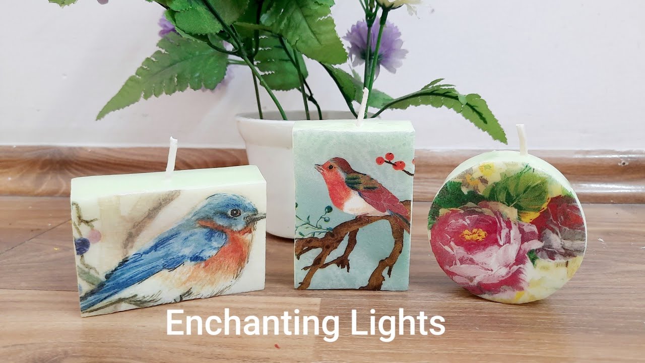 How to make 2D Decoupage Candles | 2D Flat Candles | Candle Making ...