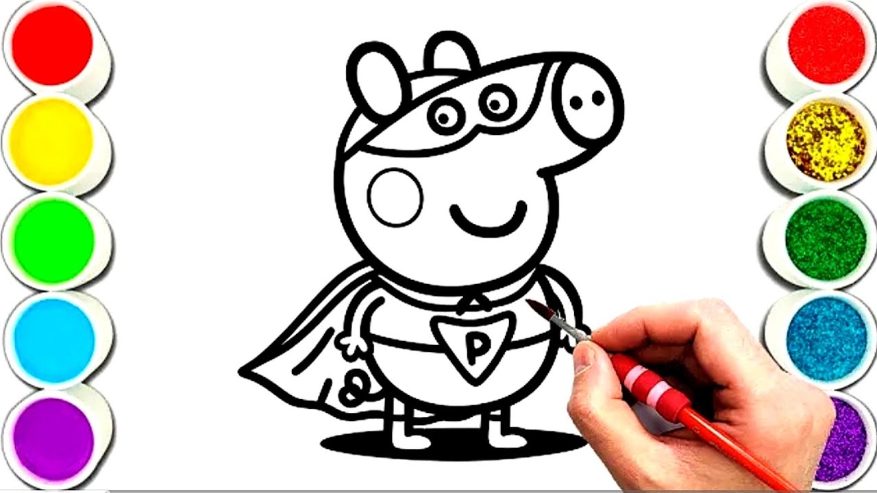 Peppa pig as Superman🦸‍♂️ drawing and coloring for kids| Peppa pig ...