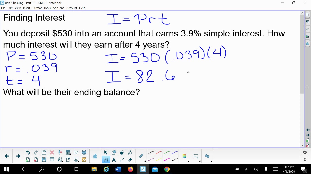 Finding interest on simple interest - YouTube