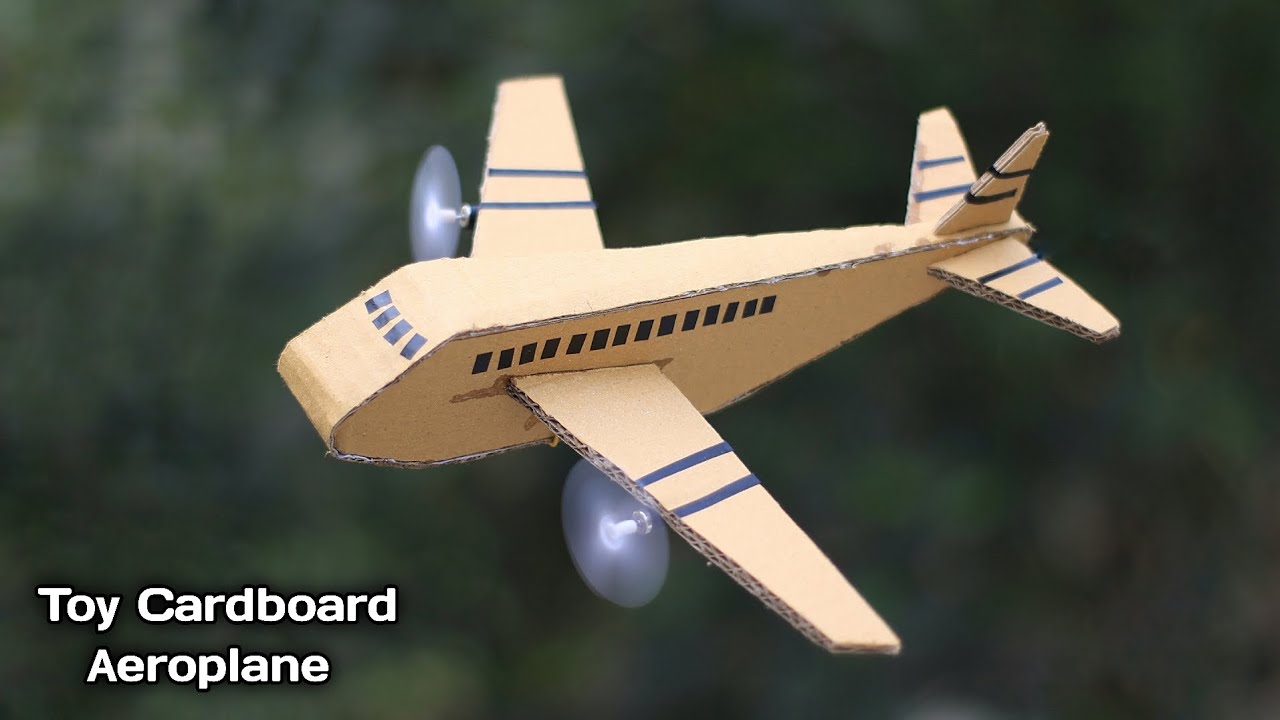 How to make aeroplane with cardboard // how to make flying toy with dc ...