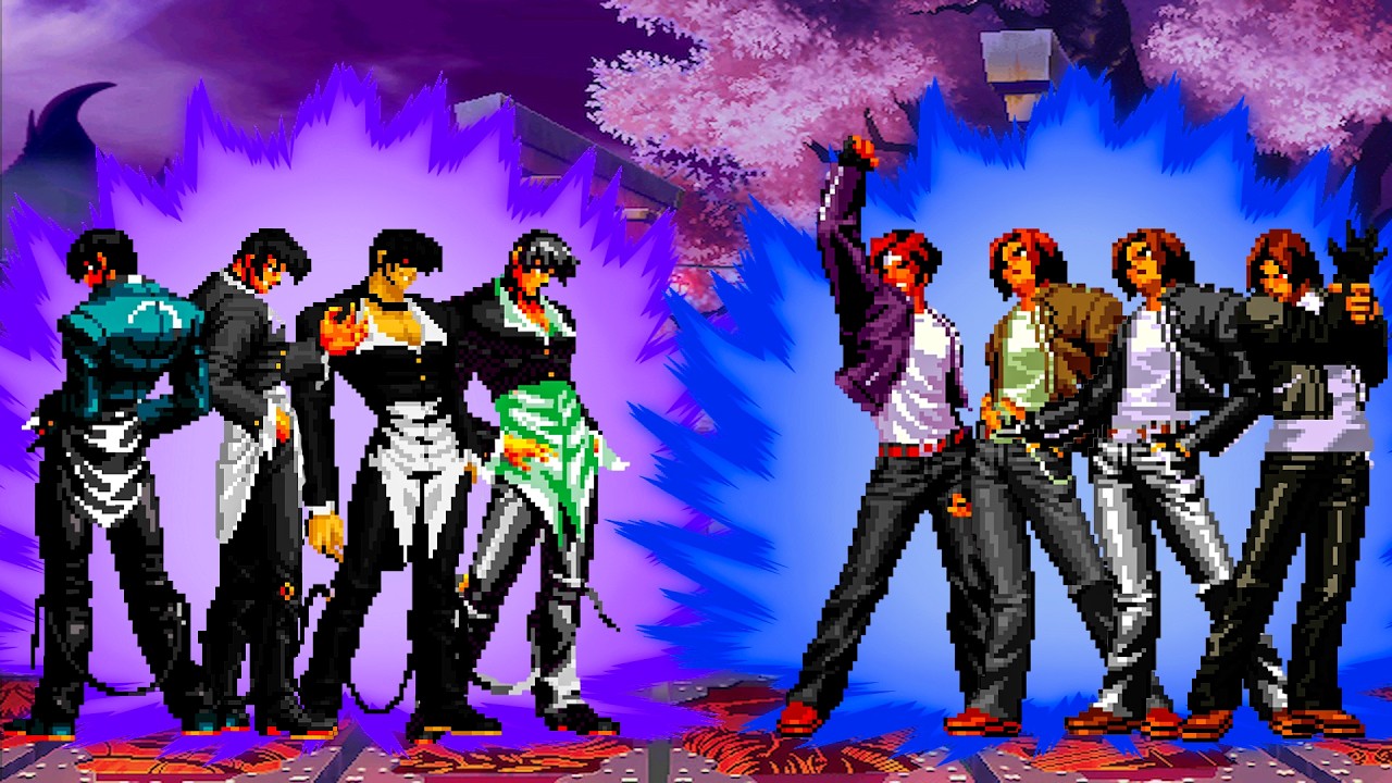 [KOF Mugen] Flames Iori Team vs Flames Kyo Team - YouTube